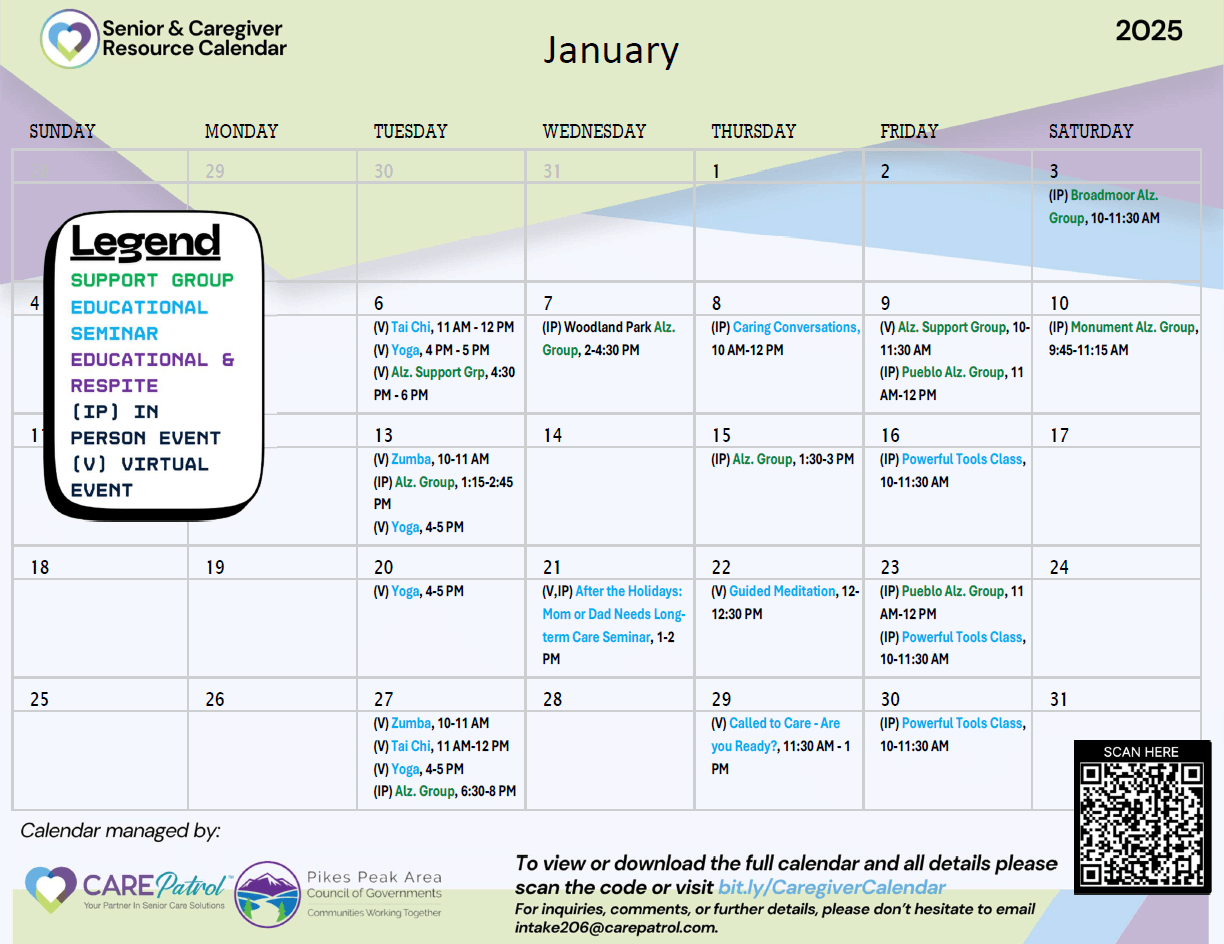 January Senior and Caregiver Resource Calendar - CarePatrol of Colorado ...